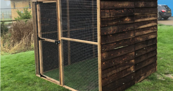 6 Fully Boarded Bird Aviary 6ft x 6ft - 19G Mesh Front Chicken Run ...