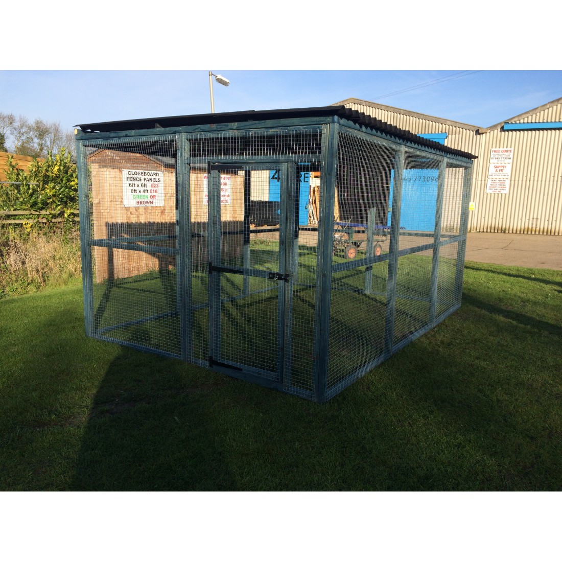 Blue Painted 12ft x 8ft Chicken/Cat Run – Waterproof Roof |16G Fox ...
