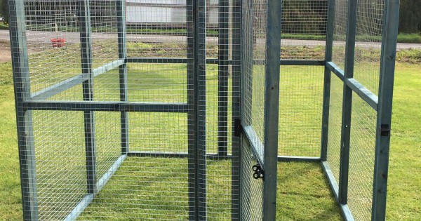 Blue Animal Run 6ft With Mesh Roof 16G Fox Proof. - Blue 6 x 6 x 6 Mesh ...