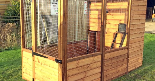 Luxury Cat Run With Raised Sleeping Box 4ft x 8ft Clear Roof ...